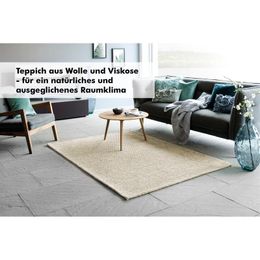 barbara becker Teppich &raquo;Brave&laquo; rechteckig 12 mm H&ouml;he Handweb, Material 50% Wolle, 50% Viskose, handgewebt, melierte Optik beige Viskose, Wolle