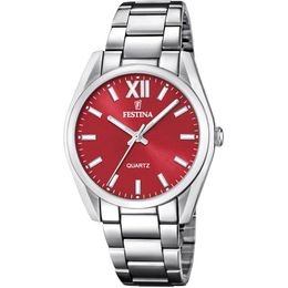 Festina Damen Quarzuhr &raquo;Boyfriend Collection&laquo; Armbanduhr, Damenuhr, Edelstahlarmband silber