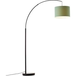 OTTO home Stehlampe &raquo;Stellan&laquo; E27 1 Stk. Bogenlampe Textilschirm Stoff &Oslash; 36cm, E27, Fu&szlig;schalter, Bogenleuchte gr&uuml;n