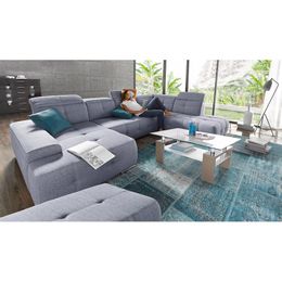 Sit & More sit&more Wohnlandschaft &raquo;Mistral U-Form&laquo; wahlweise mit Bettfunktion, inklusive Kopfteilverstellung grau Struktur ( 100% Polyester)