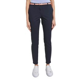 Tom Tailor Damen Tom Tailor Chinohose mit G&uuml;rtel blau 32, L&auml;nge 32