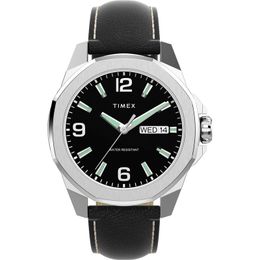 Timex Herren Quarzuhr &raquo;ESSEX&laquo; Armbanduhr, Herrenuhr,Lederarmband,Datum, Leuchtzeiger schwarz