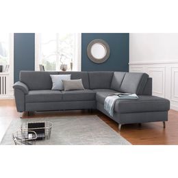 Sit & More sit&more Ecksofa &raquo;Texel L-Form&laquo; mit Federkern, wahlweise mit Bettfunktion und Bettkasten grau Kunstleder SOFTLUX ;Luxus-Microfaser (100% Polyester)