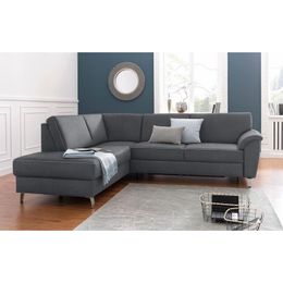 Sit & More sit&more Ecksofa &raquo;Texel L-Form&laquo; mit Federkern, wahlweise mit Bettfunktion und Bettkasten grau Kunstleder SOFTLUX ;Luxus-Microfaser (100% Polyester)