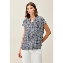 Cecil Damen Kurzarmbluse mit All-Over Print blau M (40)