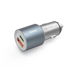 Hama USB-Ladeger&auml;t &raquo;Auto-Schnellladeger&auml;t, 1x USB-C PD, 1x USB-A QC, 38 W, Metall&laquo; silber Metall Garantierte maximale Ladegeschwindigkeit mit einer auf das