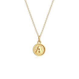 Elli Damen Kette mit Anh&auml;nger &raquo;Pl&auml;ttchen Vintage Buchstabe A Initialen 925 Sterling Silber&laquo; gold
