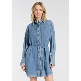 BOSS Orange Damen BOSS Orange Hemdblusenkleid &raquo;Shirtdress Premium Damenmode&laquo; Eingrifftaschen tailliert, Denim-Look XL (42), N-Gr