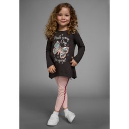Kidsworld M&auml;dchen Kidsworld Langarmshirt & Leggings &raquo;2tlg. Set Shirt + Leggings mit Glitzerdetails&laquo; Set, 2, 2 Stk. niedlicher Schmetterling f&uuml;r kleine