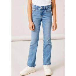 name it M&auml;dchen Bootcut-Jeans &raquo;NKFPOLLY SKINNY BOOT JEANS 1142-AU NOOS&laquo; mit Stretch blau 128, N-Gr