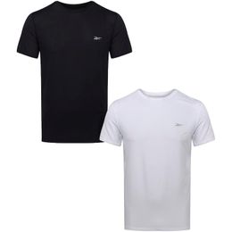 Reebok Herren Unterhemd &raquo;"Clancy"&laquo; 2er Pack, Kurzarm, mit Logo, basic, atmungsaktiv, bequem, Rundhalsausschnitt schwarz-wei&szlig; M (46), N-Gr