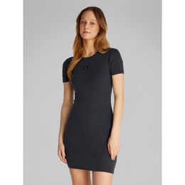 Calvin Klein Jeans Damen Shirtkleid &raquo;WASHED WOVEN LABEL RIB DRESS&laquo; in gewaschener Optik schwarz L (40), N-Gr
