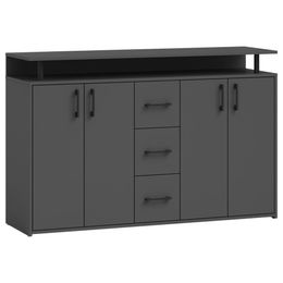 CARRYHOME Sideboard, Anthrazit, Kunststoff, 2 F&auml;cher, 3 Schublade(n) Schubladen, 139x90x34 cm, Wohnzimmer, Kommoden & Sideboards, Sideboards