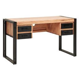 Livetastic Schreibtisch, Schwarz, Akazie, Metall, Akazie, vollmassiv, Holz, 4 Schublade(n) Schubladen, rechteckig, eckig, 135x76x60 cm, Arbeitszimmer, Schreibtische, B&uuml;rotische