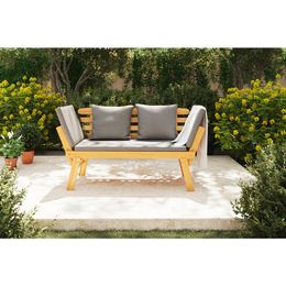 Ambia Garden Gartenbank, Grau, Akazie, Holz, Textil, Akazie, massiv, 2-Sitzer, F&uuml;llung: Polyester, 198x78x68 cm, FSC 100%, Gartenm&ouml;bel, Gartenb&auml;nke
