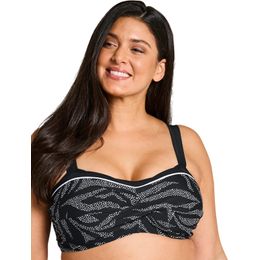 sheego Damen Bikini-Oberteil in Wickeloptik schwarz-wei&szlig;-bedruckt Gr&ouml;&szlig;e 54D