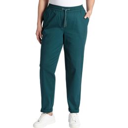 sheego Damen Chinohose mit Gummibund und Bindeband petrol Gr&ouml;&szlig;e 46