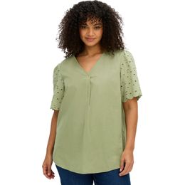 sheego Damen Tunika mit Lockstickerei schilf Gr&ouml;&szlig;e 40