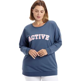 sheego Damen Sweatshirt mit Flockprint rauchblau-hellblau-bedruckt Gr&ouml;&szlig;e 40/42