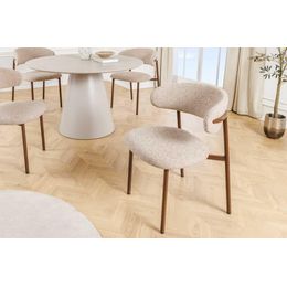 Riess Ambiente Design Stuhl BELFORT taupe beige Strukturstoff Metallgestell Walnuss Polsterstuhl Riess-Ambiente Esszimmerstuhl K&uuml;chenstuhl Natur Retro
