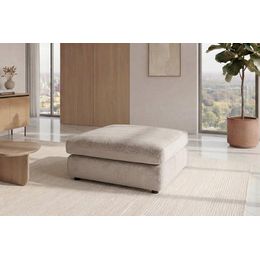 Riess Ambiente Gro&szlig;er Hocker SOHO 100cm beige Chenillestoff Polsterhocker mit Wellenunterfederung Riess-Ambiente Landhaus Modern Skandinavisch