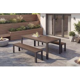 Riess Ambiente Moderner Gartentisch DESIGNO 205cm dunkelbraun schwarz Aluminium wetterfest Riess-Ambiente rechteckig 6 Personen