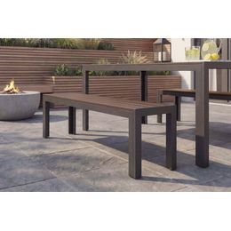 Riess Ambiente Moderne Gartenbank DESIGNO 180cm dunkelbraun schwarz Aluminium wetterfest Outdoor Sitzbank Riess-Ambiente