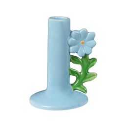 IB Laursen Kerzenhalter BLUME Hellblau mit Blauer Blume f&uuml;r 1 Kerze 13x10 cm | Gr.: onesize