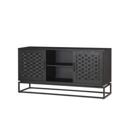home24 Sideboard Hult mit 2 T&uuml;ren in Pappel Schwarz | Gr.: onesize
