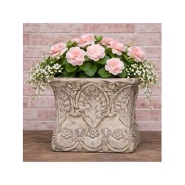 AltoBelli Blumentopf TRIESTE Viereckig mit Blumen Muster Grau Zement 12x12 cm | Gr.: onesize