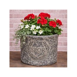AltoBelli Blumentopf ROMA mit SPQR Wappen Antik Grau Patina Zement 16x15 cm | Gr.: onesize