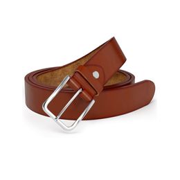 KMISSO G&uuml;rtel in Cognac Brown - Silber | Gr.: 125 cm