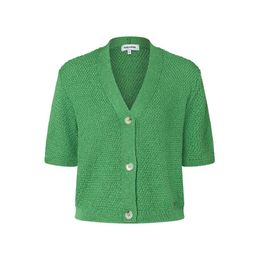 More & More More & More kurze, shiny Struktur-Strickjacke in green | Gr.: 40