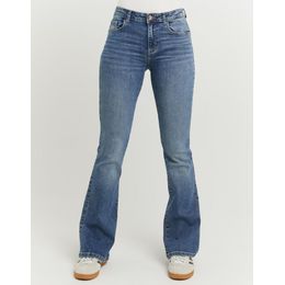 Tally Weijl Damen Bootcut-Jeans "SPADEELETRA2"medium indigowashusedeffects4, Gr. 36, Abriebeffekte, Denim/Jeans, Obermaterial: 98% Baumwolle, 2%