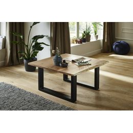 Couchtisch Baumkante massiv Akazie natur 90 x 90 schwarz NOAH