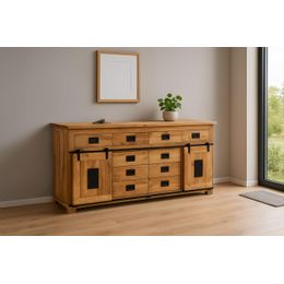 Sideboard Akazienholz massiv natur Kommode 200 x 90 x 45 cm LIBRO