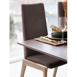 Polsterstuhl stressless "Laurel", braun (chocolate paloma, eiche natur), B:57cm H:105cm T:60cm, Leder PALOMA: PALOMA ist ein durchgef&auml;rbtes Semianilin-M&ouml;belleder mit nat&uuml;rlicher Narbung., St&uuml;hle, Polsterstuhl, High Back, Gr&ouml;&szlig;e L, mit abgerundeten Beinen in Eiche natur
