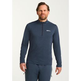 Stehkragenpullover Jack Wolfskin "SKY THERMAL HZ M", Herren, Gr. S (48), blau (midnight, sky), Obermaterial: 100% Polyester, Pullover Stehkragenpullover