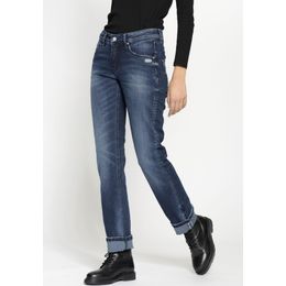 Loose-fit-Jeans Gang "94AMELIE STRAIGHT", Damen, Gr. 30, N-Gr, blau (midnight love), Denim/Jeans, Obermaterial: 90% Baumwolle, 8% Polyester, 2% Elasthan, regular fit lang, Jeans