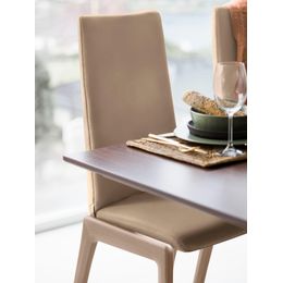Polsterstuhl stressless "Laurel", braun (almond paloma, eiche natur), B:57cm H:105cm T:60cm, Leder PALOMA: PALOMA ist ein durchgef&auml;rbtes Semianilin-M&ouml;belleder mit nat&uuml;rlicher Narbung., St&uuml;hle, Polsterstuhl, High Back, Gr&ouml;&szlig;e L, mit abgerundeten Beinen in Eiche natur