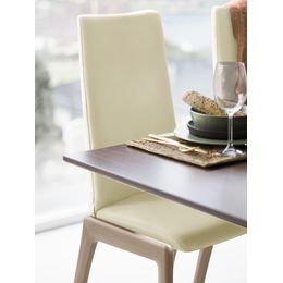 Polsterstuhl stressless "Laurel", beige (vanilla paloma, eiche natur), B:57cm H:105cm T:60cm, Leder PALOMA: PALOMA ist ein durchgef&auml;rbtes Semianilin-M&ouml;belleder mit nat&uuml;rlicher Narbung., St&uuml;hle, Polsterstuhl, High Back, Gr&ouml;&szlig;e L, mit abgerundeten Beinen in Eiche natur