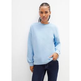 Sweatshirt bonprix, Damen, Gr. 40/42 (M), blau (hellblau), Sweatware, Obermaterial: 100% Baumwolle. B&uuml;ndchen: 95% Baumwolle, 5% Elasthan, unifarben, oversize h&uuml;ftbedeckend, Rundhals, Rippb&uuml;ndchen, Sweatshirts Sweatshirt, Oversize-Passform, aus reiner Baumwolle, elastische B&uuml;ndchen
