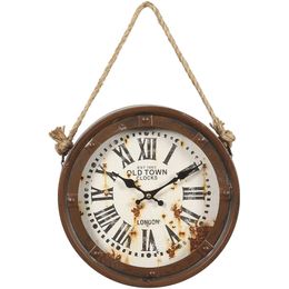 Wanduhr AMBIENTE HAUS "Old Town Schiffs Wanduhr 27,7cm", braun, B:5cm H:27,7cm, Wanduhren, Wanduhr