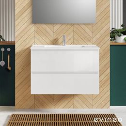 evineo ineo2 Unterschrank B: 80 cm, 2 Ausz&uuml;ge, mit Griffmulde, f&uuml;r evineo ineo2 Waschtisch,, BE0701WH,