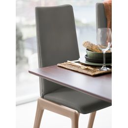Polsterstuhl stressless "Laurel", grau (metal grau paloma, eiche natur), B:57cm H:105cm T:60cm, Leder PALOMA: PALOMA ist ein durchgef&auml;rbtes Semianilin-M&ouml;belleder mit nat&uuml;rlicher Narbung., St&uuml;hle, Polsterstuhl, High Back, Gr&ouml;&szlig;e L, mit abgerundeten Beinen in Eiche natur