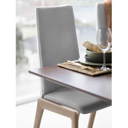 Polsterstuhl stressless "Laurel", grau (wild dove batick, eiche natur), B:57cm H:105cm T:60cm, Leder BATICK: BATICK ist ein leicht korrigiertes, durchgef&auml;rbtes und genarbtes M&ouml;belleder, bei dem die meisten Unebenheiten und Spuren in der Regel entfernt wurden., St&uuml;hle, Polsterstuhl, High Back, Gr&ouml;&szlig;e L, mit abgerundeten Beinen in Eiche natur