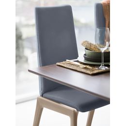 Polsterstuhl stressless "Laurel", blau (sparrow blau paloma, eiche natur), B:57cm H:105cm T:60cm, Leder PALOMA: PALOMA ist ein durchgef&auml;rbtes Semianilin-M&ouml;belleder mit nat&uuml;rlicher Narbung., St&uuml;hle, Polsterstuhl, High Back, Gr&ouml;&szlig;e L, mit abgerundeten Beinen in Eiche natur