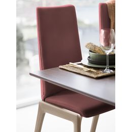 Polsterstuhl stressless "Laurel", rot (cherry paloma, eiche natur), B:57cm H:105cm T:60cm, Leder PALOMA: PALOMA ist ein durchgef&auml;rbtes Semianilin-M&ouml;belleder mit nat&uuml;rlicher Narbung., St&uuml;hle, Polsterstuhl, High Back, Gr&ouml;&szlig;e L, mit abgerundeten Beinen in Eiche natur