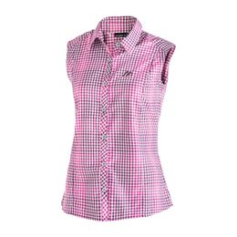 Funktionsbluse Maier Sports "Paloma", Damen, Gr. 42, rosa, 85% Polyester, 15% Viscose, Blusen, Karierte, &auml;rmellose Bluse f&uuml;r Wandern, Reisen und Freizeit