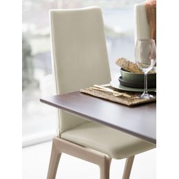 Polsterstuhl stressless "Laurel", beige (cream batick, eiche natur), B:57cm H:105cm T:60cm, Leder BATICK: BATICK ist ein leicht korrigiertes, durchgef&auml;rbtes und genarbtes M&ouml;belleder, bei dem die meisten Unebenheiten und Spuren in der Regel entfernt wurden., St&uuml;hle, Polsterstuhl, High Back, Gr&ouml;&szlig;e L, mit abgerundeten Beinen in Eiche natur